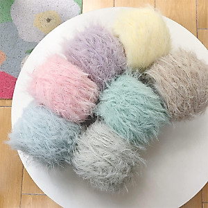 50G Imitation Plush Mink Cashmere Yarn Candy Color Soft Dyed Hand Knitting Cotton Blend Yarn for DIY Sweater Doll Supplies (Color : Light Purple)
