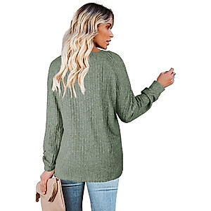 WIHOLL Tunic Sweaters for Women Loose Fit Fall Sweatshirts Grey Green M