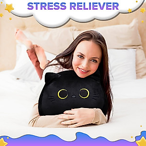 3d Black Cat Plush Toy - Stuffed Cat Plush Pillow Black Cat Stuffed Animal Cute Cat Plush Black Cat Plushies for Girls Black Cat Pillow - Cat Plushy Cat Stuffed Animals Cats Plush Toys Black Cat Gifts