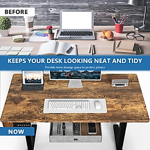 DUMOS 55 Inch Electric, Ergonomic Sit Stand Drawers, Home Office Height Adjustable Desk Computer Workstation, 23.62"D x 55.12"W x 28.74"H, Rustic Brown