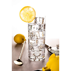 LEMONSODA Crystal Bubble Base Collins Glass Highball Tumbler - Set of 4-12OZ - Heavy Weighted Bottom - Unique Design Great for Water, Juice, Beer, Cocktails, and More