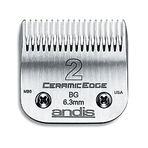 Andis 63030 Ceramic Edge Carbon-Infused Detachable Steel Clipper Blade - Ceramic Cutting Technology, Stays Sharper Longer - Fits All Andis Series - Size 2, 1/4-Inch (6.3mm) Cut Length, Silver