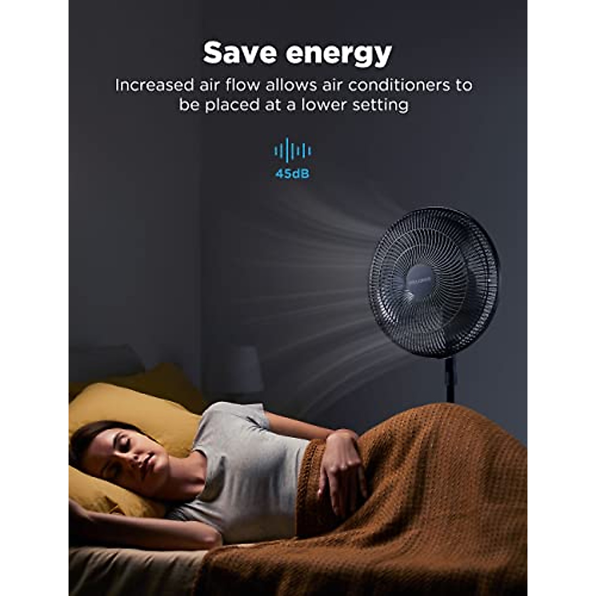 PELONIS Fan Portable 16 Inch Pedestal Fan| 3-Speed| 90° Oscillation| Adjustable Height| Standing Floor Fan for living room, bedroom, kitchen, and home office| Black, PFS40M2ABB