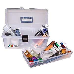 ArtBin 6966AB 16 in. Lift-Out Tray Box, Portable Art & Craft Organizer with Handle and Tray, Clear