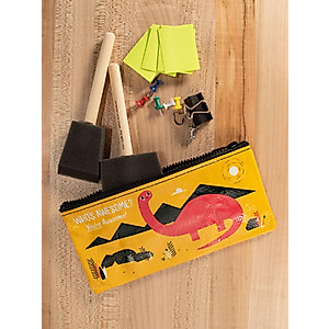 Blue Q Pencil Case ~ Who's Awesome? You're Awesome! (Dinosaur with Dimples). Hefty Zipper, Easy-to-Rinse-Clean, 95% Recycled Material. Store Makeup, Chargers, Coupons, Pencils. 4.25"h x 8.5"w