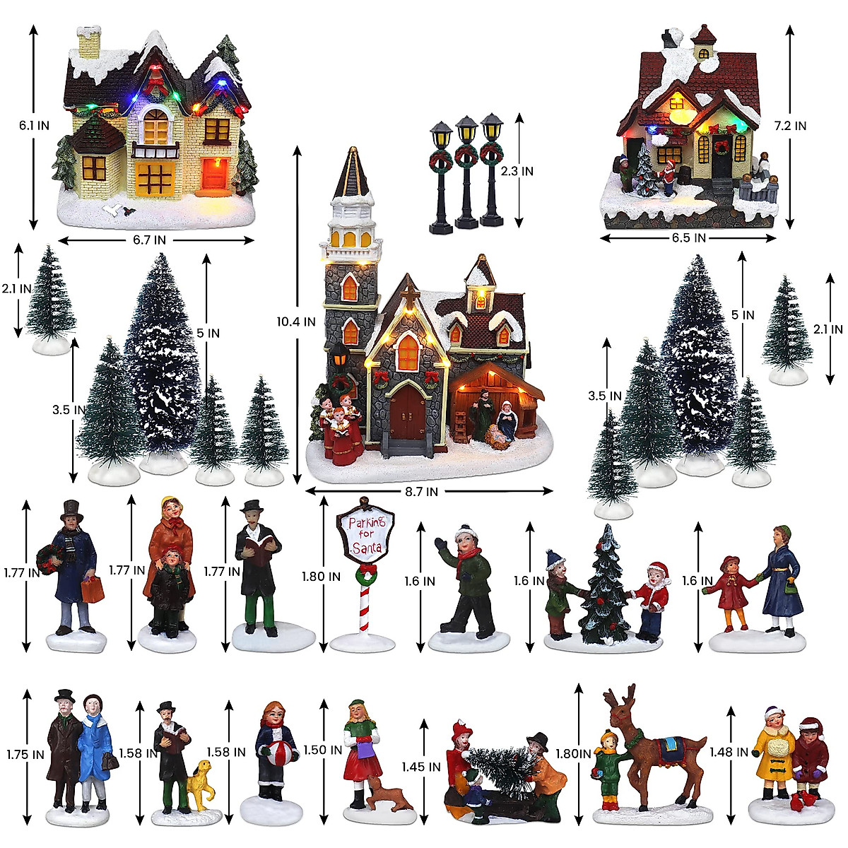 Christmas Village Figurines Decoration Set - Perfect Addition to Your Christmas Indoor Decorations & Snow Village Displays - A Thoughtful Gift for Your Loved Ones (30 Piece Christmas Village Set)