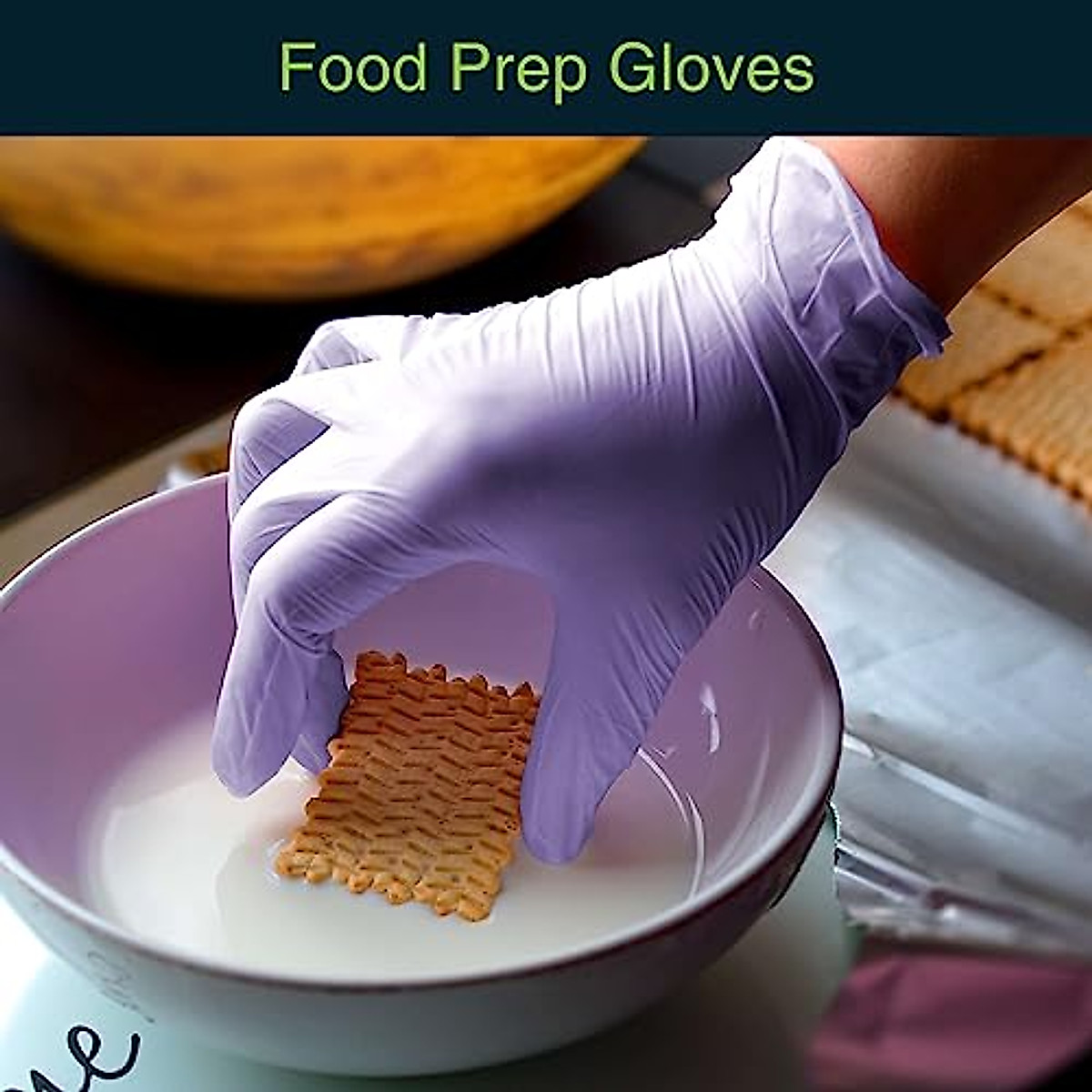 Lilac Nitrile Disposable Gloves - 100 Count - 3 Mil Nitrile Gloves Large - Powder and Latex Free Rubber Gloves - Surgical Medical Exam Gloves - Food Safe Cooking Gloves
