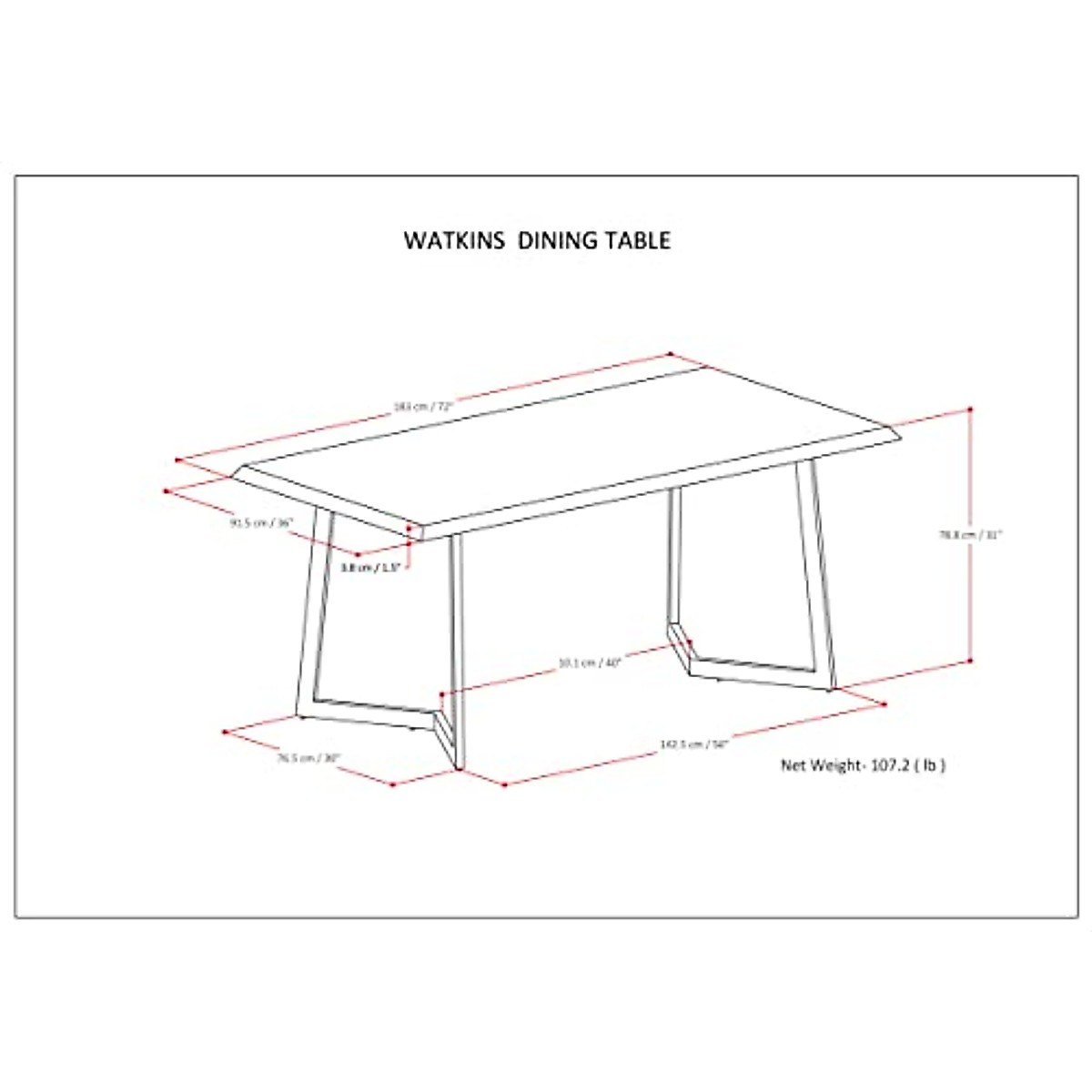 SIMPLIHOME Watkins SOLID MANGO WOOD 72 inch x 36 inch Rectangle Industrial Contemporary Dining Table with Inverted Metal Base in Dark Brown, for the Dining Room and Kitchen, Industrial Contemporary