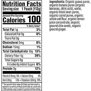 Plum Organics Mighty 4 Organic Toddler Food - Guava, Banana, Black Bean, Carrot, and Oat - 4 oz Pouch (Pack of 12) - Organic Fruit and Vegetable Toddler Food Pouch