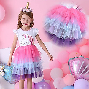 VIKITA Girls Summer Cute Princess Sundress Short Sleeve Casual Polyester Dress SH4590 5-6 Years