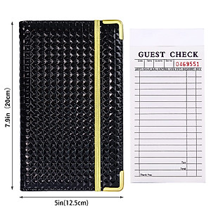 Server Book Waitress Book with Money Pocket Unique Glitter Leather Server Books for Waitress Black Serving Books with Zipper Pocket Waiter Accessories