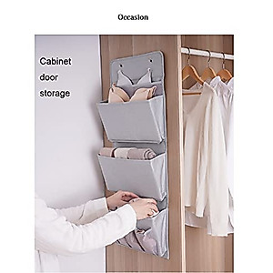 OKUZIEKY Wall Hanging Storage Bag Organizer for Socks, Bras,Toys, Cosmetics, Over The Door for Bedroom Closet Desk Heavy Duty (Light Grey, 3 Layer)