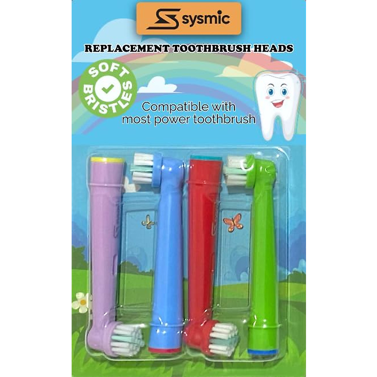 4 x Kids Toothbrush Heads Replacement Oral B Compatible Children Toothbrush Head Child Soft Bristle Refill