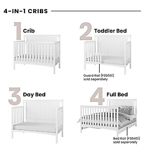 Child Craft Scout 4-in-1 Convertible Crib, Baby Crib Converts to Day Bed, Toddler Bed and Full Size Bed, 3 Adjustable Mattress Positions, Non-Toxic, Baby Safe Finish (Matte White)