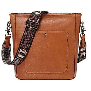G-FAVOR Leather Crossbody Bag Leather Handbag for Women Brown Vegan Leather Designer Purse Shoulder Zipper Bag for Women