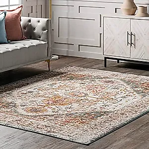 nuLOOM Justine Vintage Medallion Area Rug, 8x10, Beige