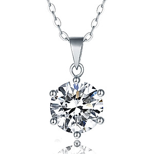 IMOLOVE Moissanite Solitaire Pendant Necklaces for Women Sterling Silver with 18K Yellow Gold Plated 3 Carats D Color VVS1 Clarity Mossanite Jewelry for her-W
