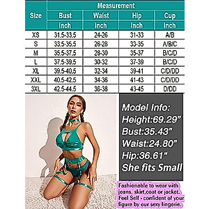 Avidlove Garter Lingerie Set for Women Sexy Push Up Lingerie Set 5 Piece Bondaged Lingerie Set Strappy Lingerie Set Blue Green