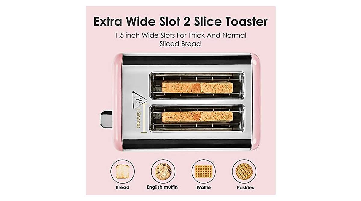 Pink REDMOND Toaster - 2 Slice with LED Touch Screen & Wide Slots