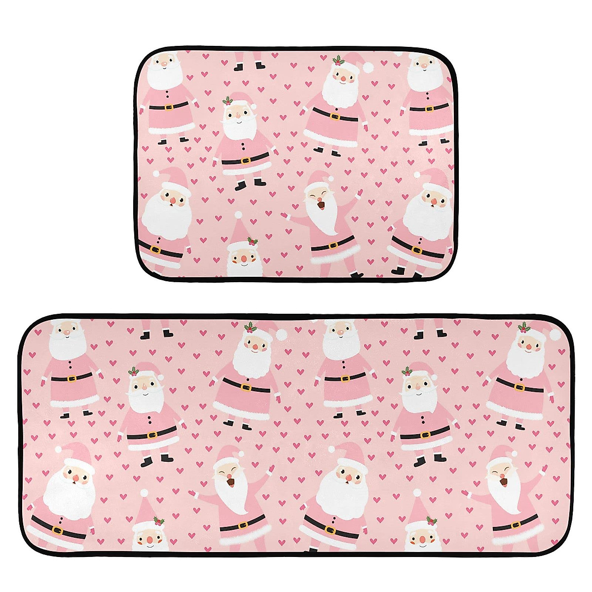 Exnundod Pink Winter Santa Claus Kitchen Mat Rugs, Cartoon Cute Floor Runner Non Slip Comfort Mat for Living Room Laundry Room Hallway Home Decor