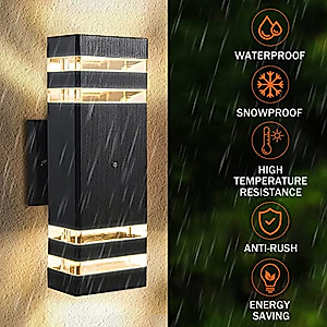 Dusk to Dawn Outdoor Wall Lights Fixture 2 Pack Up and Down Porch Lights Modern Exterior Light Fixtures IP65 3000K Warm White Aluminum Housing for Front Porch, Patio, Garage (Include GU10 Bulbs)