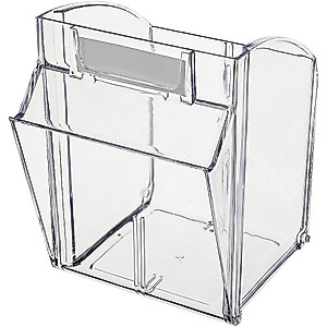 deflecto Tilt Bin Interlocking Multi-Bin Storage Organizer, 4 Sections, 23.63" X 6.63" X 8.13", Black/Clear