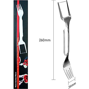 Generic Watermelon Fork Slicer Cutter,Portable Stainless Steel 2-in-1 Watermelon Fork Slicer, Watermelon Cutter Slicer Tool Fruit Forks Slicer for Home Party Camping Kitchen Gadget(2pcs), dsf451