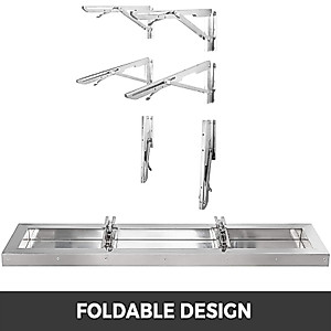 VEVOR Concession Shelf 48L x 12W Inch Stainless Steel Drop Down Folding Serving Food Shelf Stand Serving for Concession Trailer Serving Window