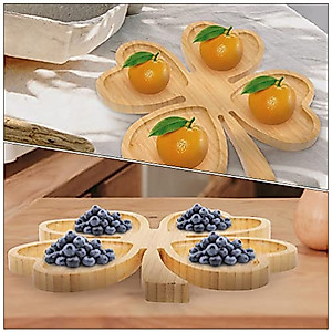 PRETYZOOM Wooden Serving Tray Clover Shaped Charcuterie Boards Shamrock Cheese Cake Bread Snack Serving Plate Appetizer Platter for Meat Vegetables Fruit St. Patricks Day Party
