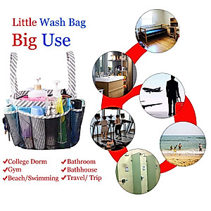 iHomeYC Portable Mesh Shower Caddy, Camping Bathroom Shower Caddy Tote, College Dorm Room Essentials Organizer with Key Hook and 8 Basket Pockets,Black