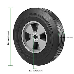 HAKZEON 2 PCS 10 Inch Solid Rubber Hand Truck Wheels,Utility Rubber Replacement Tires with 5/8 Inch Axle Hole, Heavy Duty Airless for Hand Truck, Wagons, Cart, 330lbs Loading Capacity