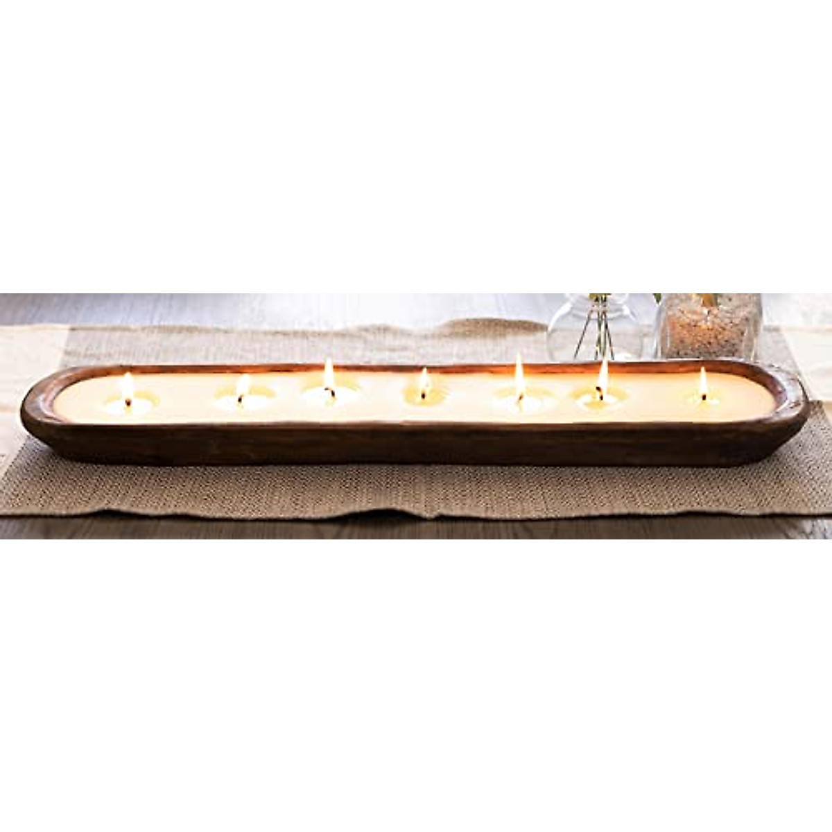 Red Barn Candle Company Wood Dough Bowl Candles | 100% All-Natural Soy Wax & Essential Oil Infused | Pet Safe + Odor Eliminating | Wooden Bread Tray | Centerpiece Farmhouse Decor (Lavender, 7-Wick)