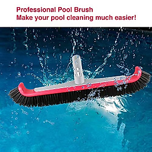 Heavy Duty Swimming Pool Wall & Tile Brush,Reinforced Aluminium Back Design,Nylon Bristles Brush Head with EZ Clips(Pole not Included) Red