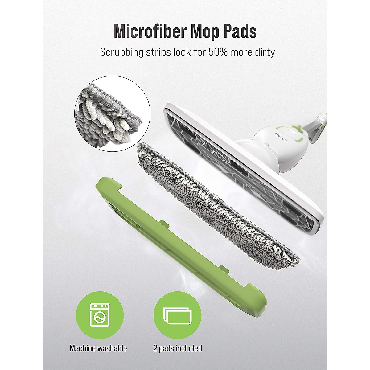 TOPPIN Steam Mop - 23ft Power Cord and 380ml Water Tank, 3 Steam Levels, Steam Mop with 2 Steam Mop Pads, Lightweight Steam Cleaner for Hardwood Floor, Marble, Laminate, Tile