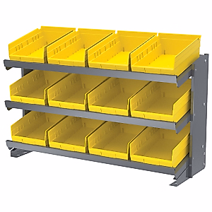 Akro-Mils APRBENCH Work Bench Storage Rack for Plastic Bins – 3 Angled Shelves (36-Inch W x 12-Inch D x 25-Inch H), Gray