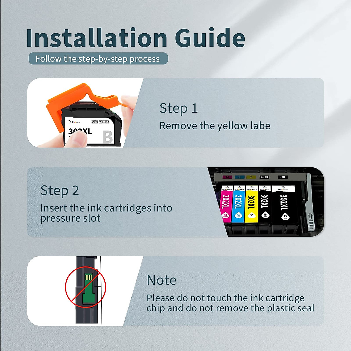 OINKWERE Remanufactured 302XL Ink Cartridge Replacement for Epson 302 Ink Cartridges 302 XL T302XL T302 to Use with XP-6000 XP-6100 XP6000 XP6100 Printer (5-Pack)
