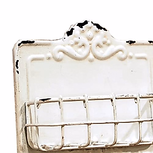 VIP Home & Garden MT2155 Vintage Style Antique Business Card Holder, White, Metal