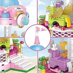 Finebely Dream Girls Fairground Carousel Toys Building Sets, Friends Amusement Park Rotating 4-Horse Carousel Building Kit, Merry Go Round Carousel Model Gift for Girls Kids 6-12, 430 PCS