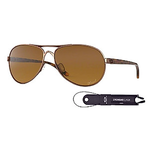 Oakley Feedback OO4079 407914 59M Rose Gold/Brown Gradient Polarized Sunglasses For Women + BUNDLE Accessory Leash + BUNDLE with Designer iWear Eyewear Kit