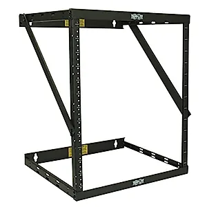 Tripp Lite 8U/12U/22U Expandable Wall-Mount 2-Post Open Frame Rack, Adjustable Network Equipment Rack, Switch Depth, 18" Deep, 5 Year Warranty (SRWO8U22), black