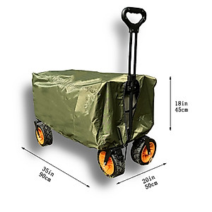 DaMga Garden Wagons Cover, Heavy Duty Outdoor Collapsible Cart Cover, 35x19x17 Inch Dustproof Rain Cover for Grocery, Garden, ATV, Foldable Utility Truck
