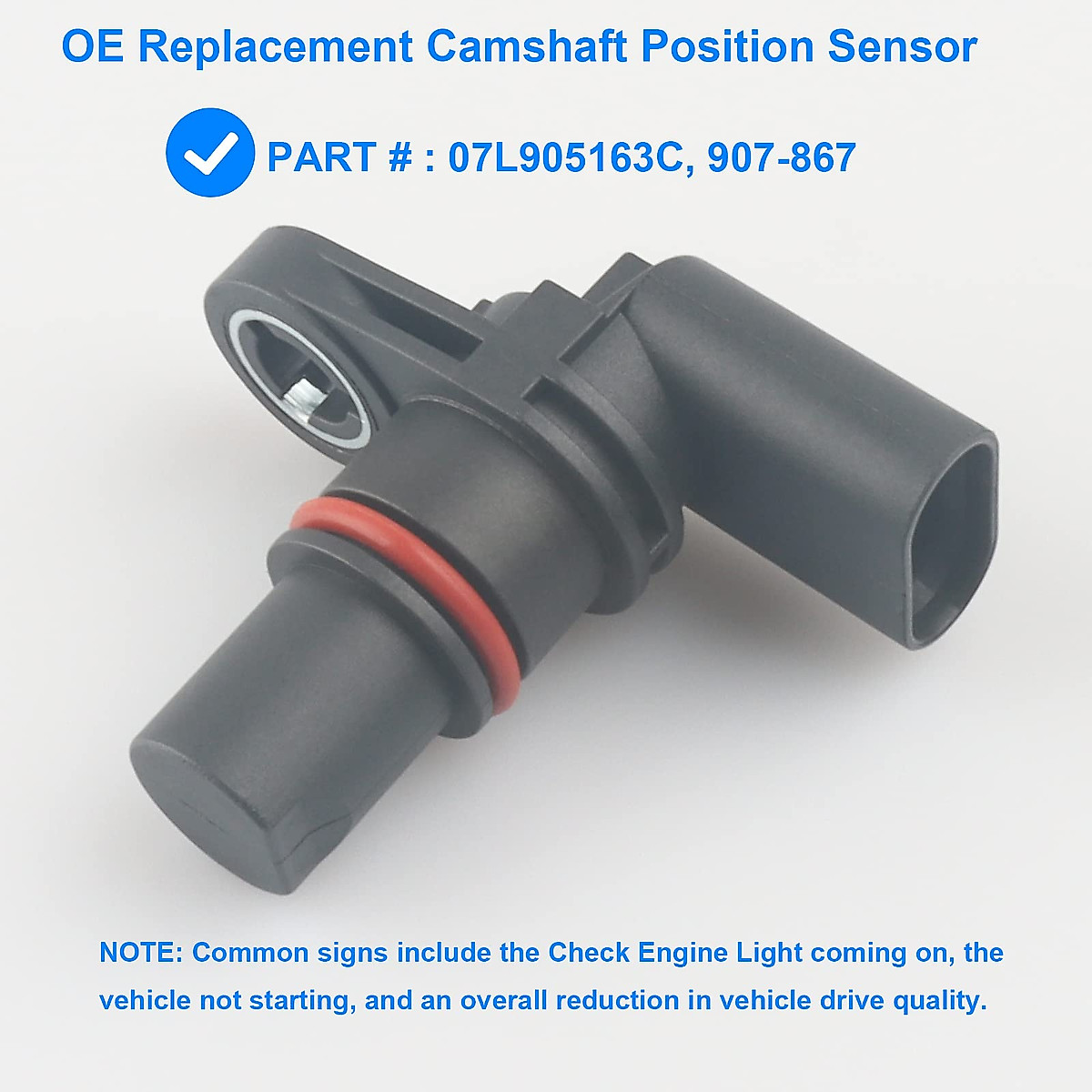 Camshaft Position Sensor, Cam Sensor Replace 07L905163C, 907-867, 07L-905-163-C Compatible with Audi VW - A3 A4 A5 A6 A7 A8 Quattro Q5 Q7 R8 S4 S5 S6, Beetle CC Eos GTI Jetta Passat Touareg, More