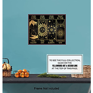 Witchy Sabbat Grimoire Witchcraft Decor - Sun, Moon, Celestial Wall Art - Celtic Woman Goddess Decor - Magic Home Decor - Boho Bohemian Witch Decor for Women - Wicca Wiccan Supplies - Pagan Gifts