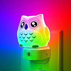 Owl Night Lights Plug Into Wall, Cute Night Light for Kids, 8-Color LED Night Light, Nightlight with Dusk to Dawn Sensor, Decorative Night Light for Kid Room, Bathroom, Bedroom, Children Gift, 1 Pack