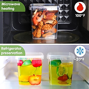 Sliner 60 Sets Square Deli Containers with Lids Clear Food Storage Containers Plastic Freezer Microwaveable Safe Deli Cups Leak Proof Airtight Meat for Restaurant(32oz, 16oz, 8oz)