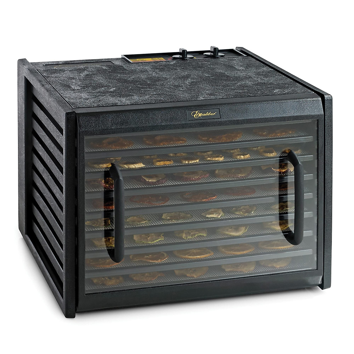 Excalibur 3926TCDB Electric Food Dehydrator Machine with Clear Door, 26-Hour Timer, Automatic Shut Off and Temperature Control, 600 W, 9 Trays, Black