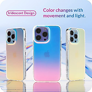 LONLI Hue - for iPhone 14 Pro Max - Fluorescent Coloful Iridescent Translucent Matte Phone Case - Cute and Unique for Women, Girls and Men
