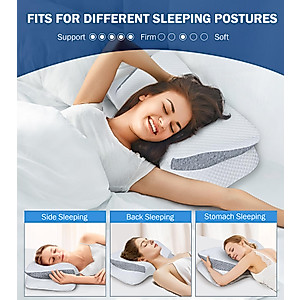 SOUTHVO Cervical Neck Pillow for Pain Relief, Ergonomic Neck Support Pillow Memory Foam Pillows Adjustable Contour Orthopedic Pillow for Side, Back & Stomach Sleeper Head Shoulder Bed Sleep Pillow