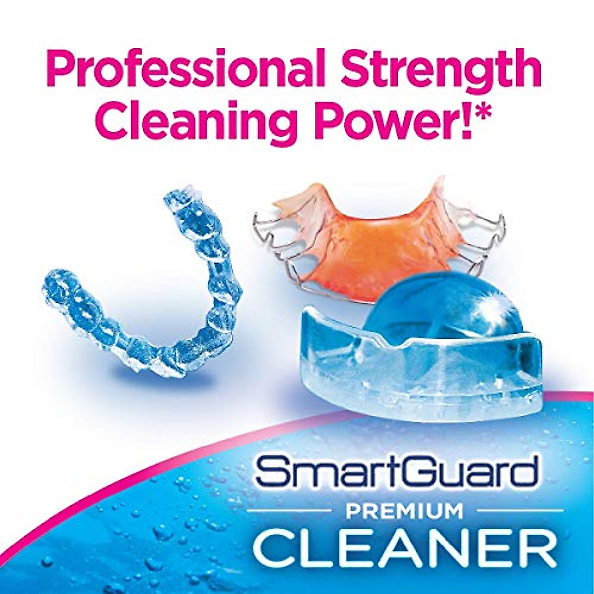 SmartGuard Premium Cleaner Crystals & Cleaning Case -(110 Cleanings)- Removes Stain, Plaque, & Bad Odor from Clear Braces, Dentures, Night Guards, Mouth Guard, & Retainers.