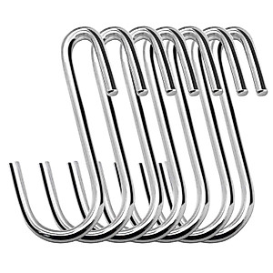 LU2000 Pack of 10 Heavy Duty S-Shape Hooks, Stainless Steel, 2.4" Pan Pot Holder Rack Hooks Hanging Hangers S Shaped Hooks for Kitchenware Pots Utensils Clothes Bags Towels Plants